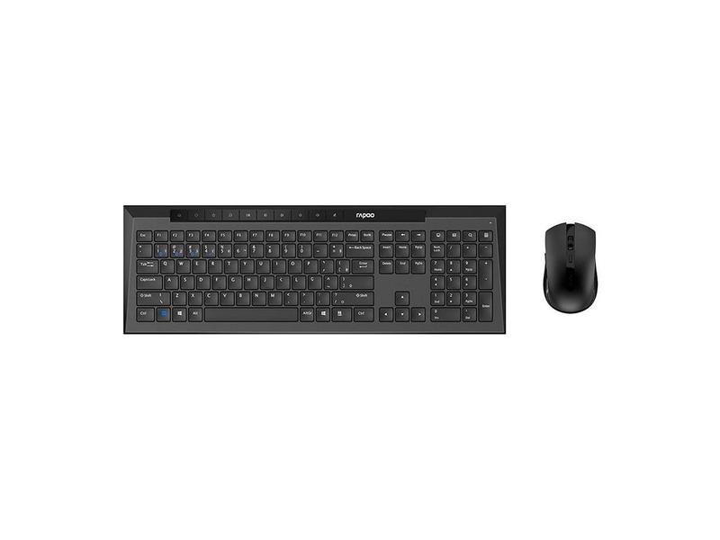 Teclado e Mouse Sem Fio e Bluetooth Rapoo 8200M, ABNT2, Funcao ...